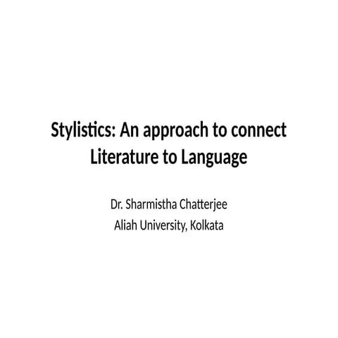 Stylistics PPT Revised Aspects of language | PPTX