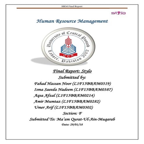 Stylo Human Resource Management - 2018 - Final Project | PDF