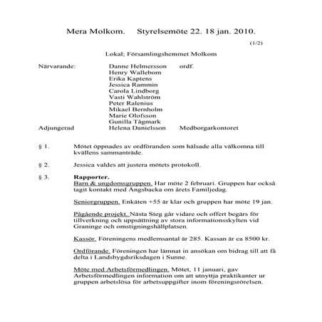 Styrelseprotokoll 22 2010 | PDF