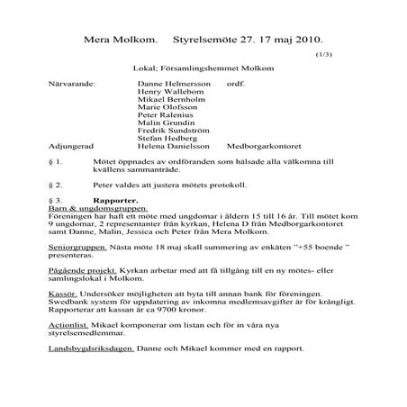 Styrelseprotokoll 26 5 maj 2010 | PDF