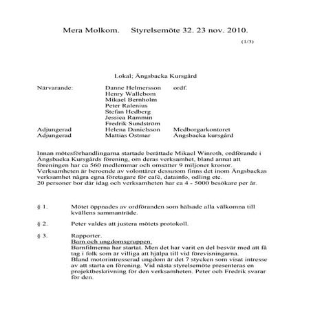 Styrelseprotokoll 22 2010 | PDF