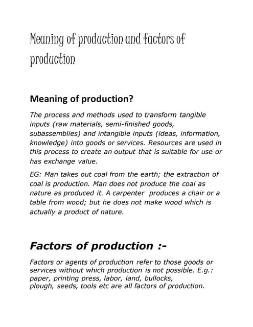 Factors of production | PPTX | Business | Business and Finance