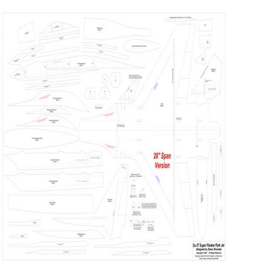 Su 37 Park Jet Plans (Parts Templates 28 In Span) | PDF