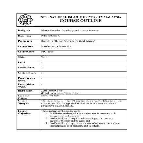 PSCI 1500 - Course Outline | PDF