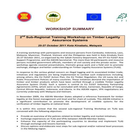 Sub regional workshop on timber legality assurance systems - 2011 | PDF