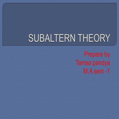 Subaltern theory. | PPTX