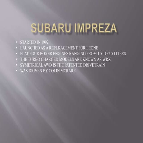 Subaru Impreza Generations | PPTX