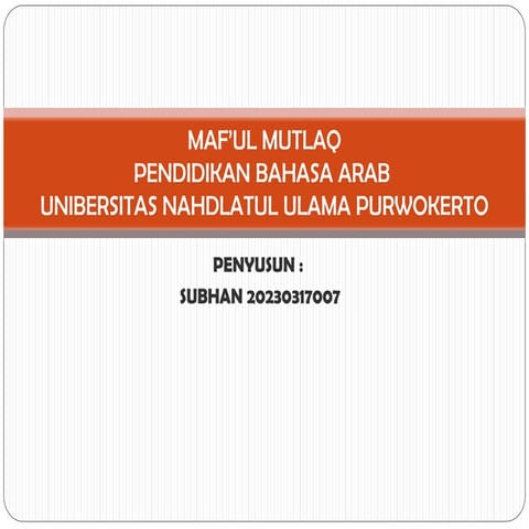 NAHWU MAFUL MUTLAQ BAHASA ARAB UNTUK PEMULA | PPTX