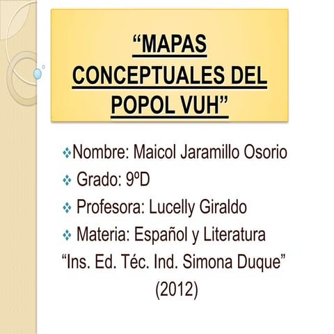 Mapas Conceptuales "Popol Vuh" | PPTX