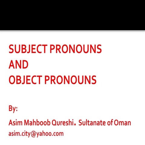 Subject.object Pronouns | PPT