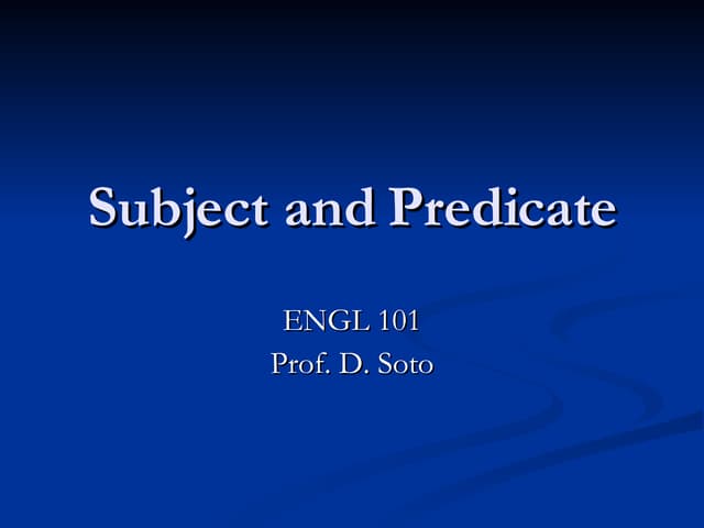 Simple subjects and simple predicates | PPTX