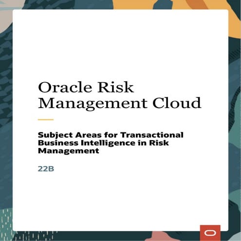 Subject Areas For Transactional Business Intelligence In Risk