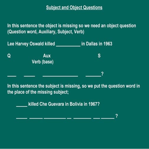Subject Object Questions | PPT