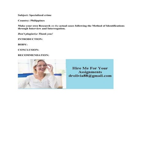 Subject- Specialized crime Country- Philippines Make your own Research.docx