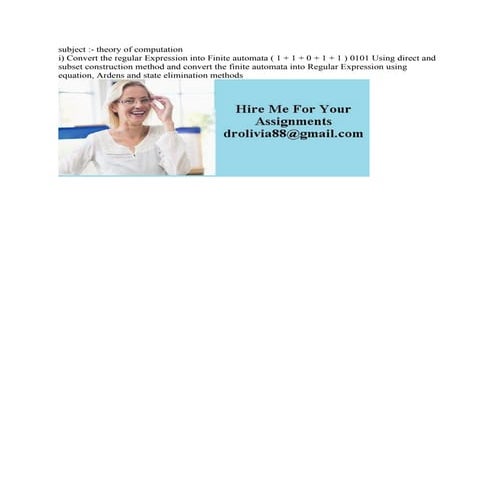 Subject Theory Of Computation I Convert The Regular Expression Inpdf 4987