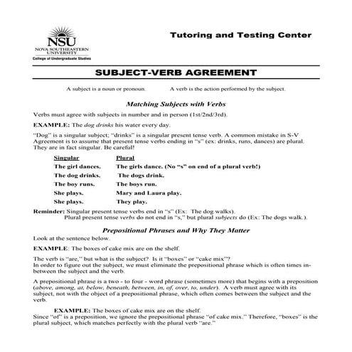 Subject-verb agreement- ENGLISH 10 4th Q | PPTX