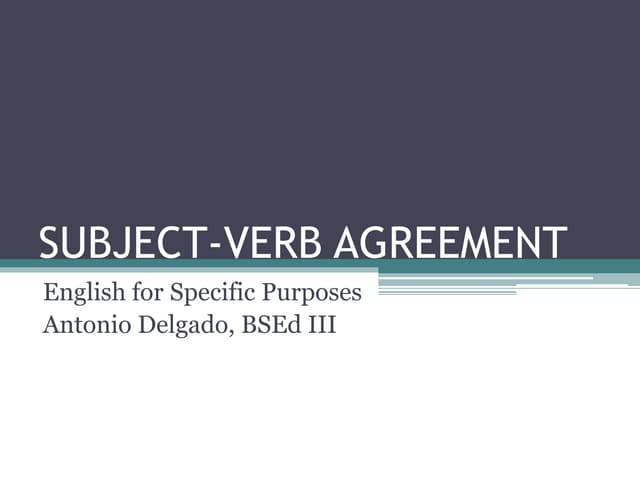 Subject verb agreement | PPTX