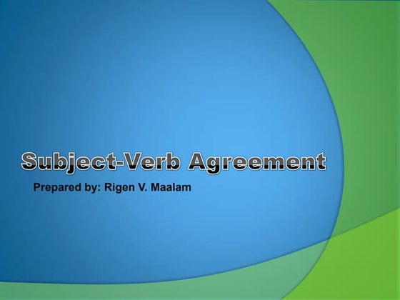 Subject Verb Agreement (SVA) | PPTX