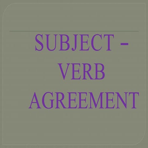 Subject-Verb Agreement - Basic Rules | PPTX