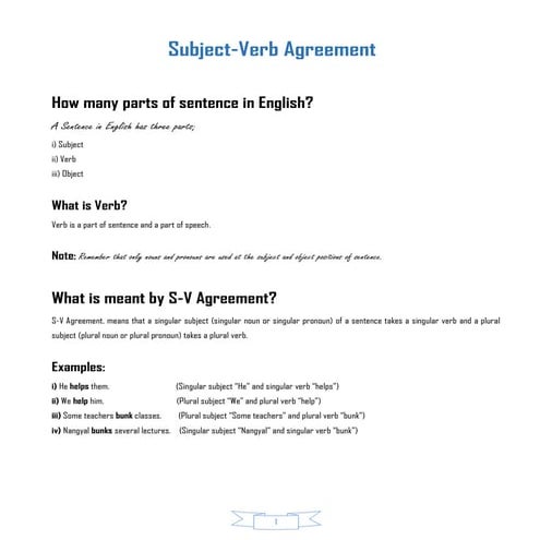 Subject-Verb Agreement | PDF