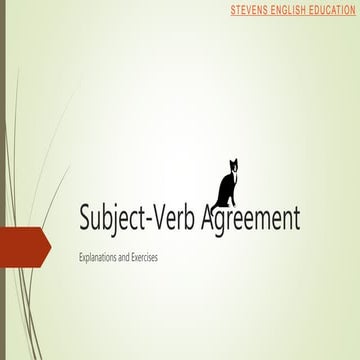 Subject verb agreement with explanations, examples and exercises | PPTX