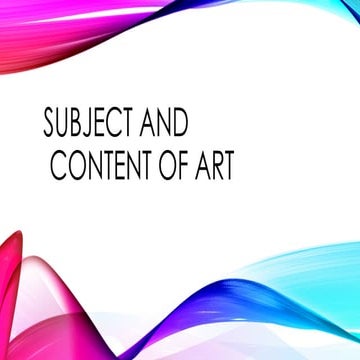 Art Appreciation: Subject and Content ; Kinds and Sources of Subjects ...