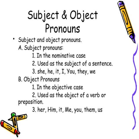 Subject and Object Pronouns for young learners | PPTX