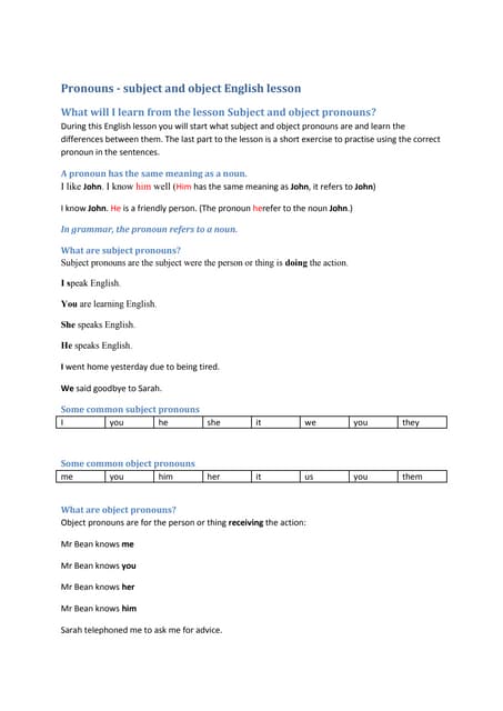 Presentation1 pronoun | PPT