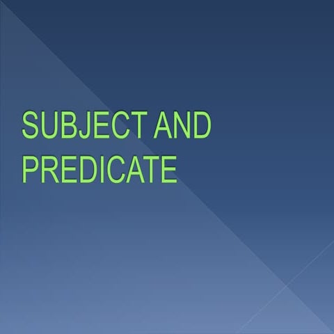 Subject and predicate | PPTX
