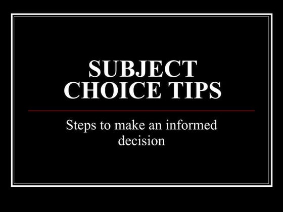 Subject Selection & Career Planning | PPT