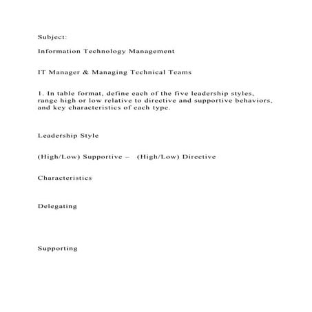Subject Information Technology Management IT Manager & .docx