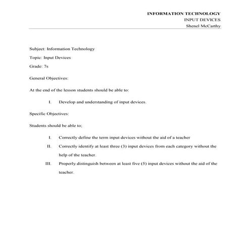 Input Devices | DOCX | Computer Peripherals | Computing