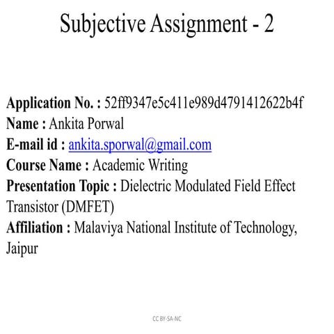 Subjective assignment | PPTX