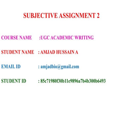 Subjective assignment 2 | PPTX