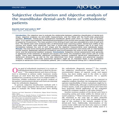 Subjective classification and objective analysis of the mandibular ...