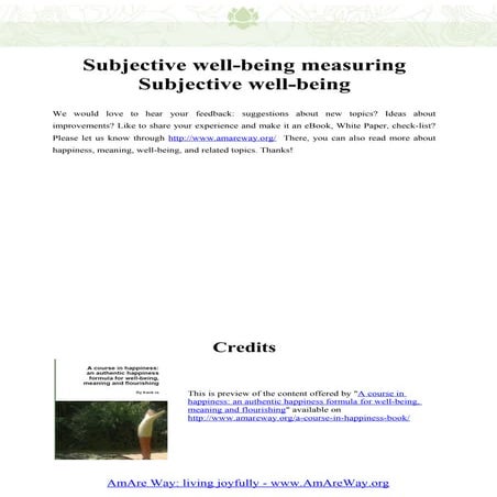 Subjective well being happiness | PDF