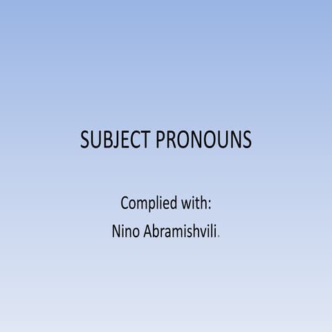 Subject pronouns | PPT