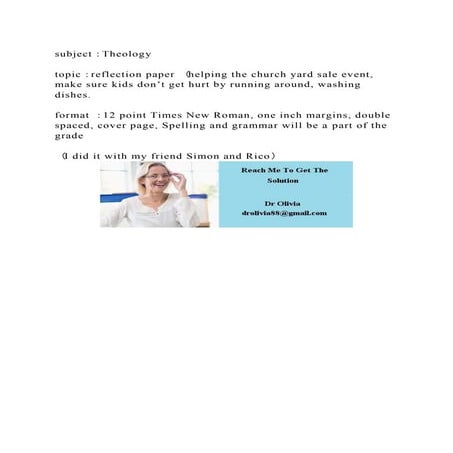 subject：Theologytopic：reflection paper （helping the church yard .docx