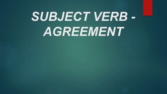 Subject verb agreement | PPTX