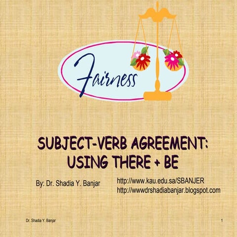 Subject Verb Agreement, Using An Explitive, By Dr. Shadia | PPT