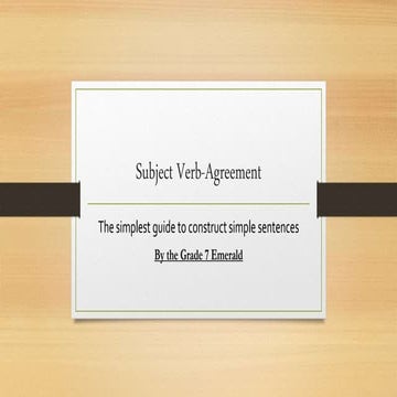 Subject-Verb Agreement Output (for easy grasps on writing simple ...