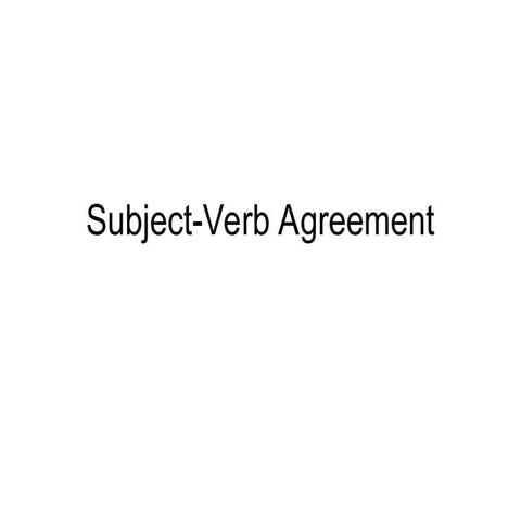 Grammar - Subject verb Agreement. Lesson | PPT