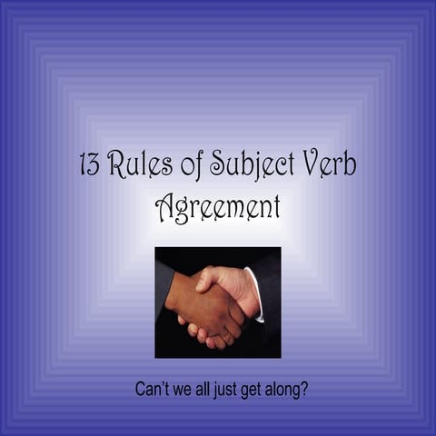 Subject-Verb Agreement - Basic Rules | PPTX