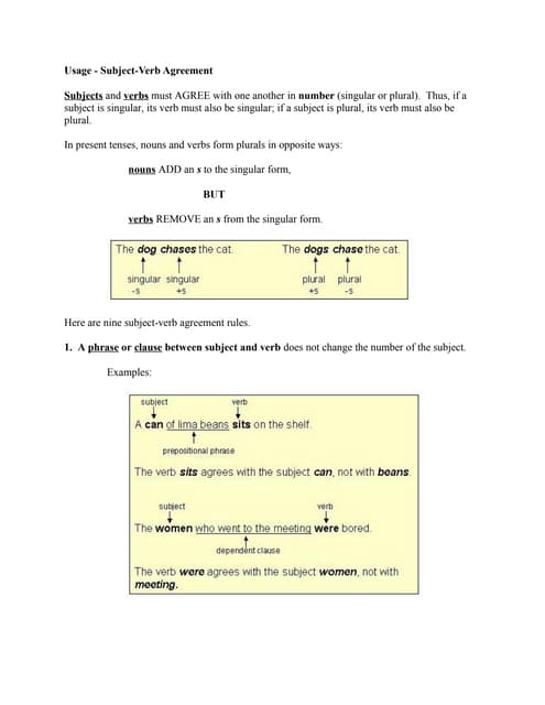 Subject Verb Agreement (SVA) | PPTX