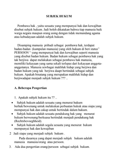 pertemuan ke tiga: Subyek dan Obyek Hukum.pptx