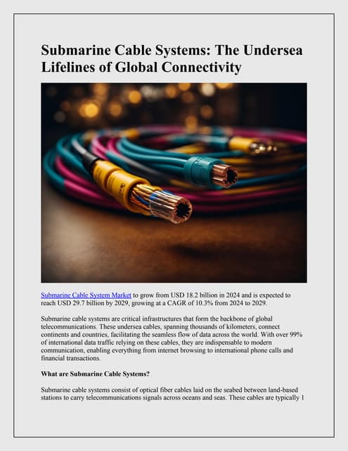 fiber optic cables in submarine communications.pptx | Computer ...
