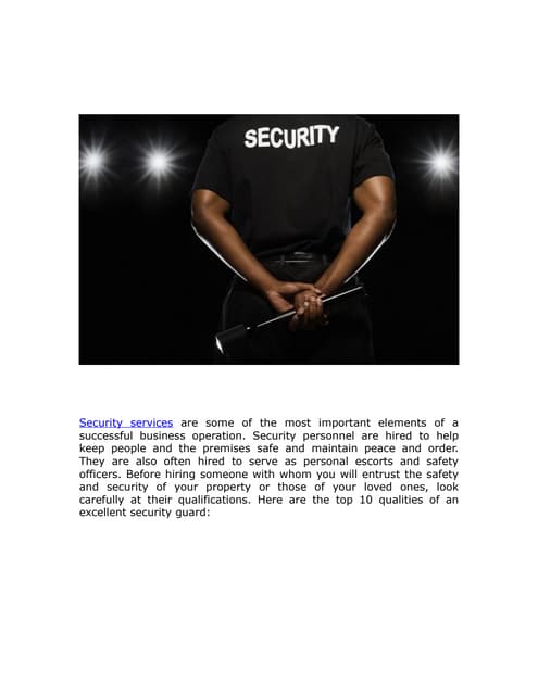 security Guards - Duties & Discipline | PPT