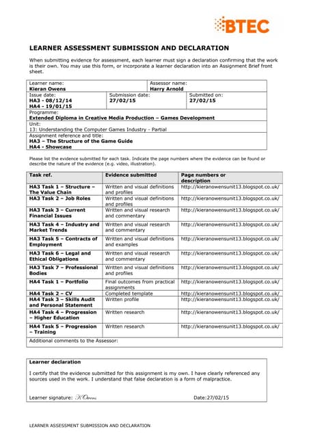 Learner assessment submission declaration | DOCX