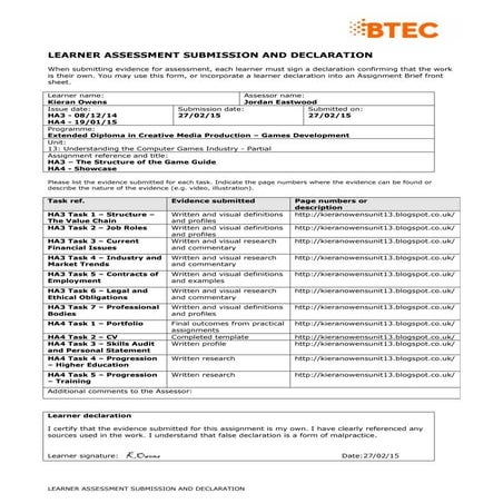 Learner assessment submission declaration | DOCX
