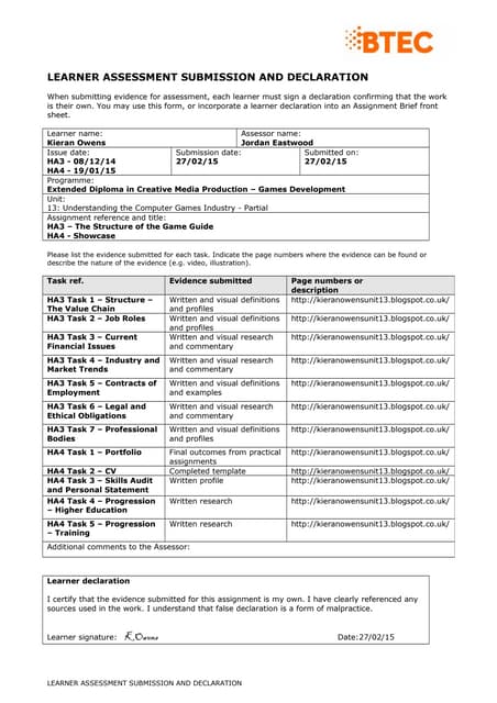 Learner assessment submission declaration | DOCX